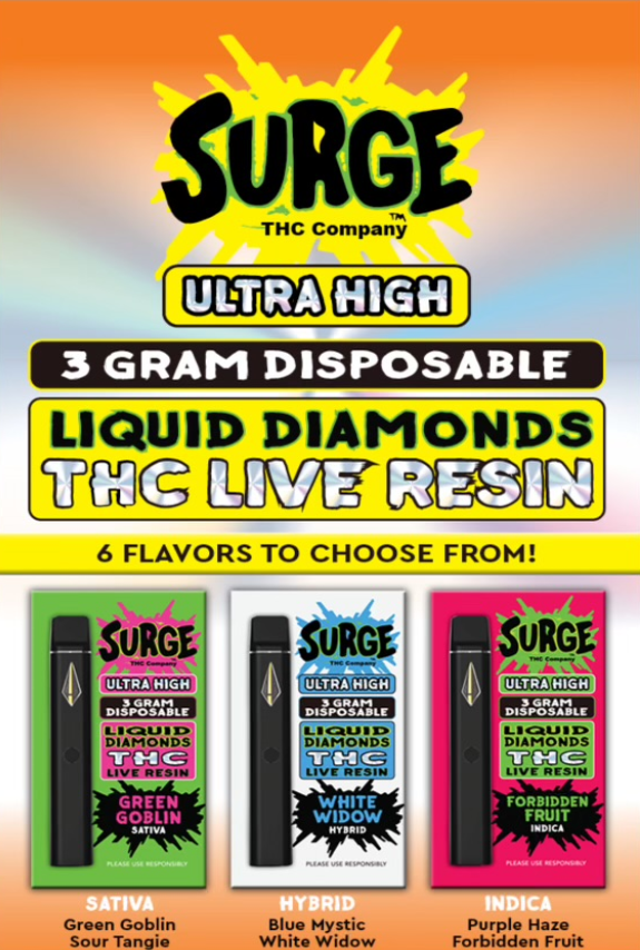 Surge 3G THC-A Live Resin Disposable | Liquid Diamonds – Big D CBD